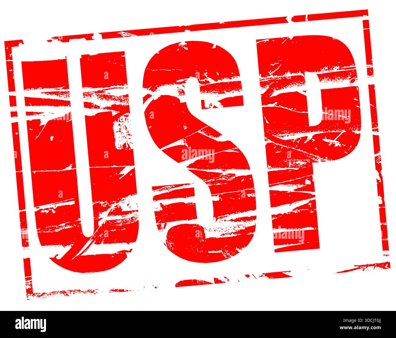Digital composite. Red rubber stamp effect. USP. A USP unique selling ...