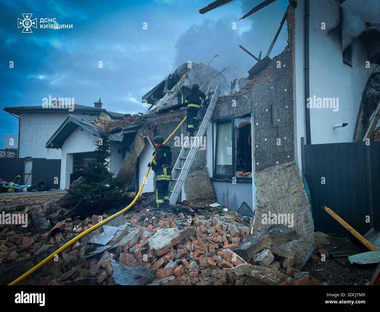 In this photo provided by the Ukrainian Emergency Service on Tuesday ...
