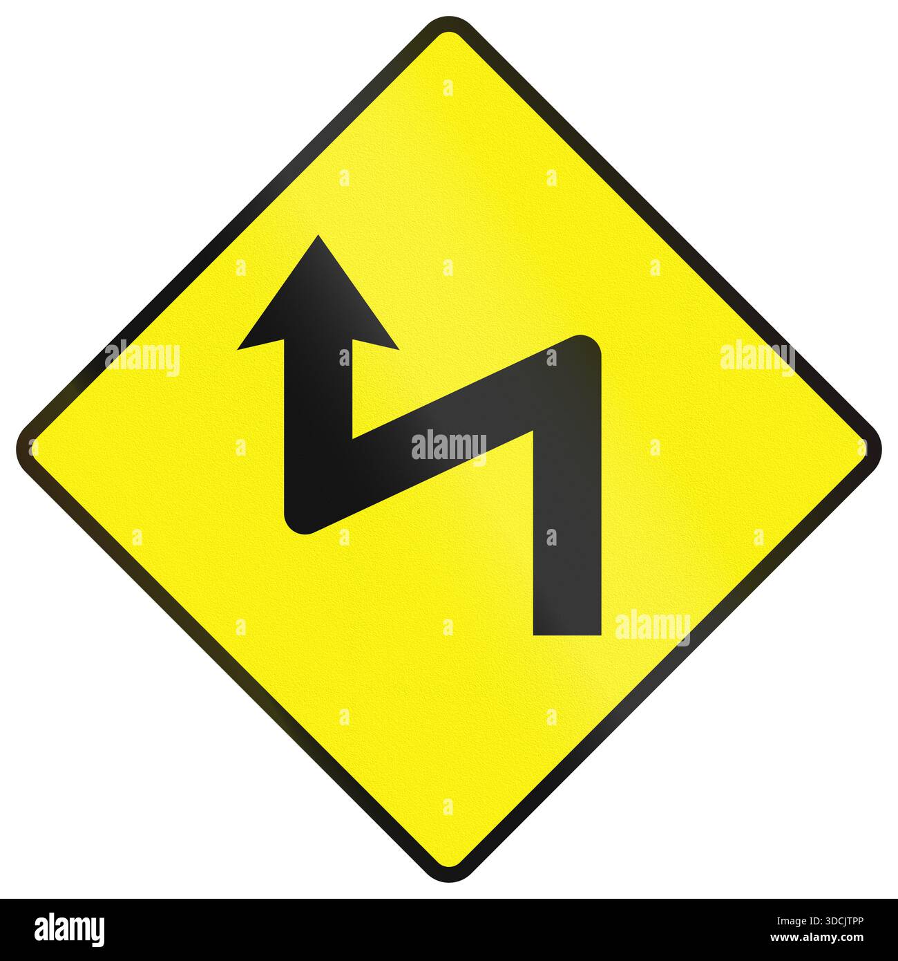 Warning road sign used in Ireland - Double turn first to the left Stock ...