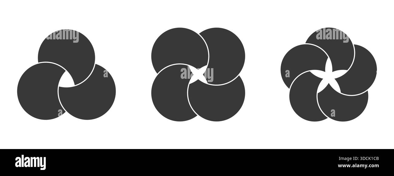 Graphical Venn diagram infographic sections silhouette. Overlapping ...