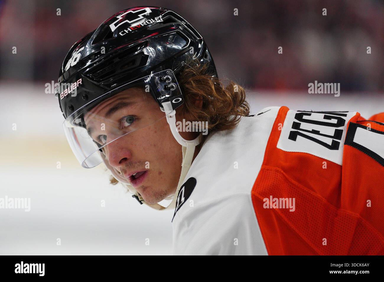 Philadelphia Flyers' Trevor Zegras in action during an NHL hockey game ...