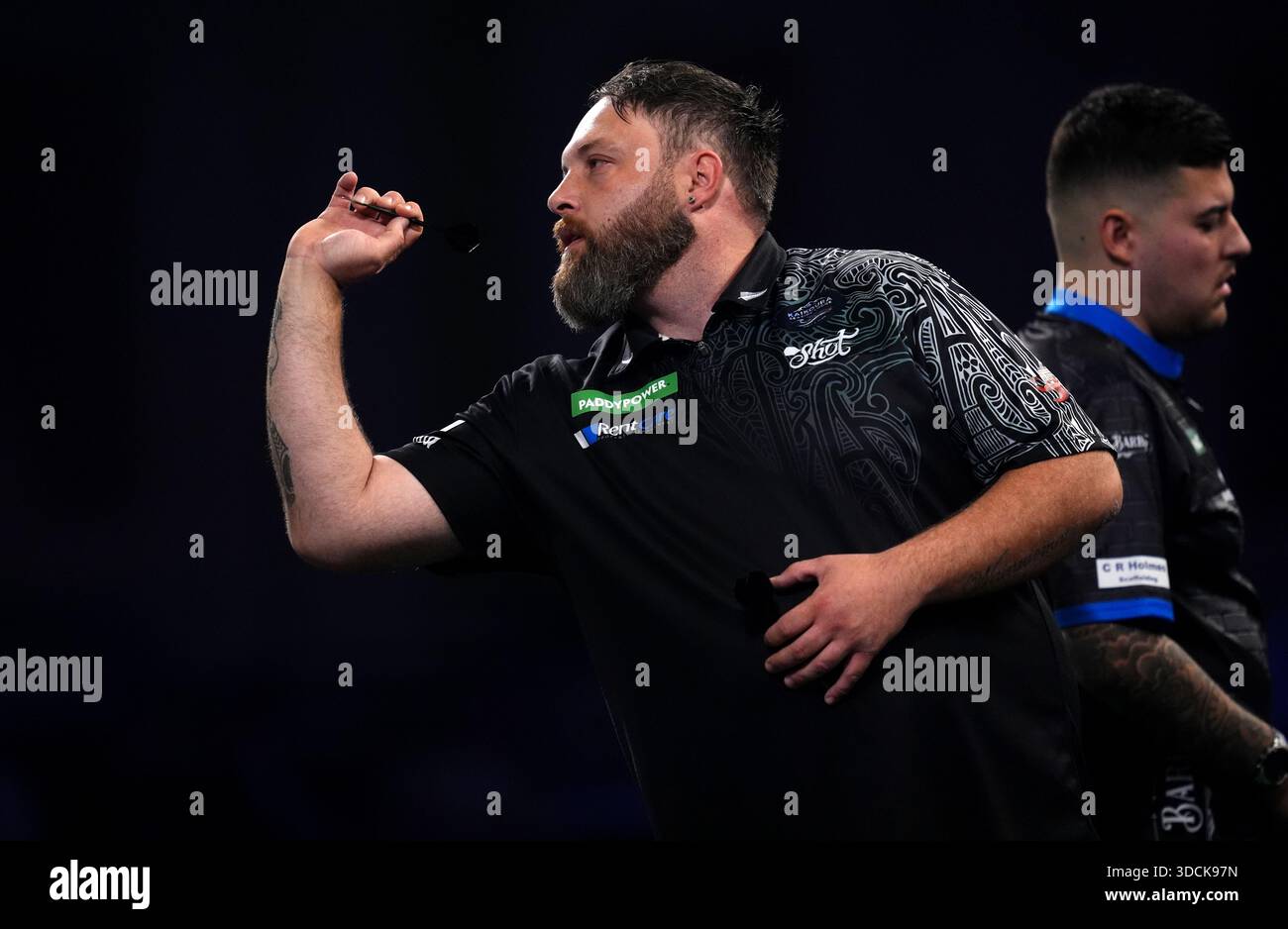 New Zealand's Jonny Tata (left) during his match against England's Ryan ...
