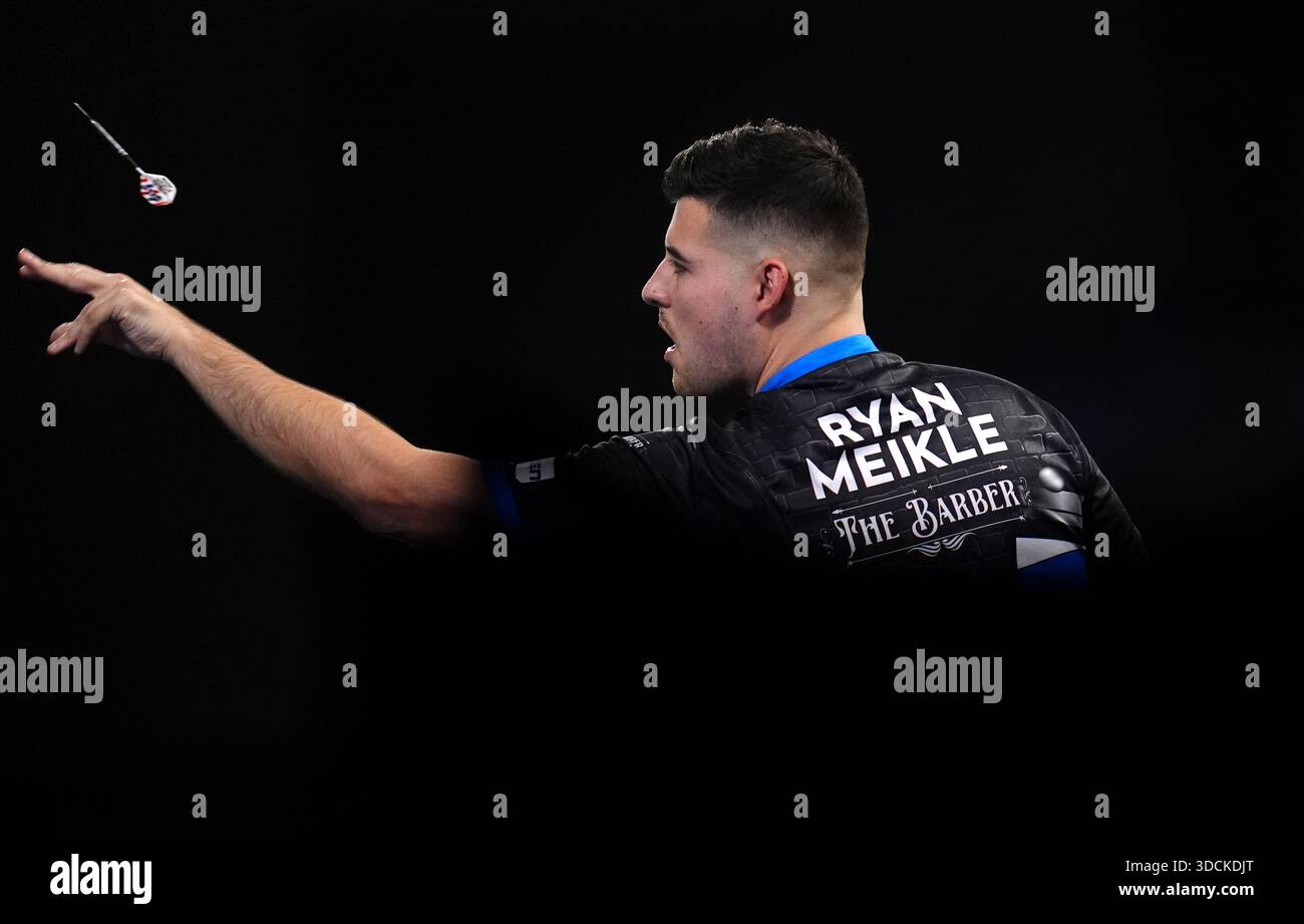 England's Ryan Meikle during his match against New Zealand's Jonny Tata ...