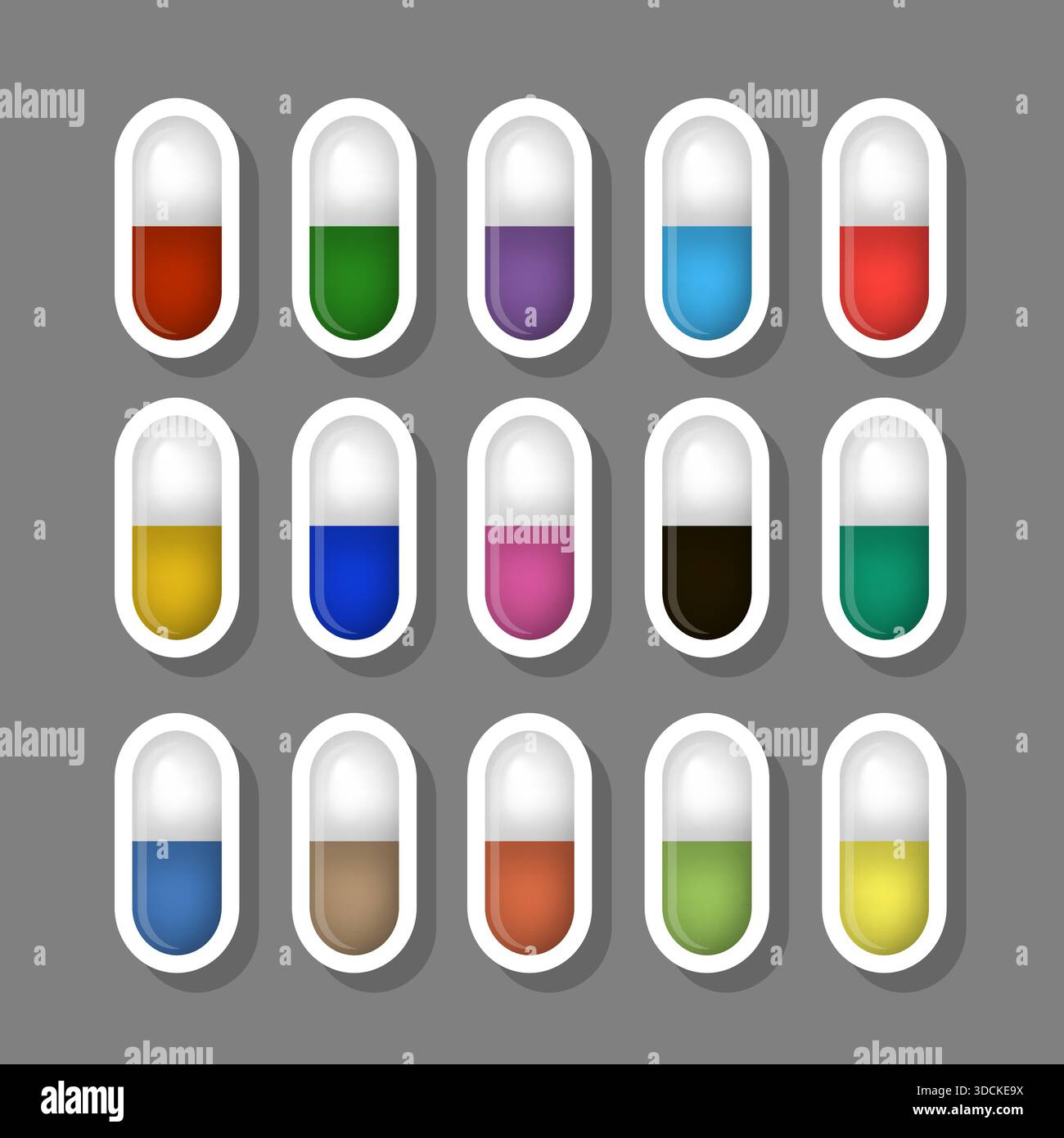 Illustration on theme big colored set different types of pills inside ...