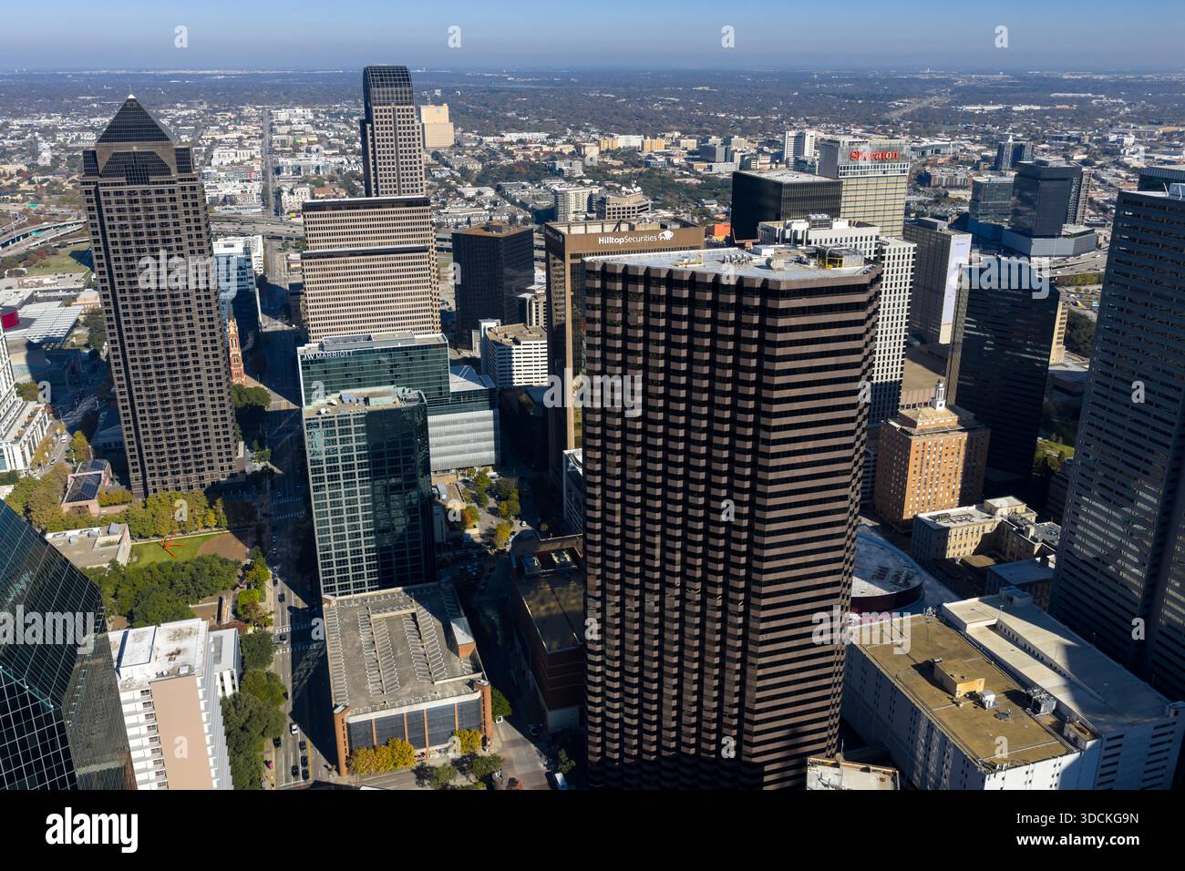 Aerial view of Dallas reveals a vast, vibrant metropolis, its skyline ...