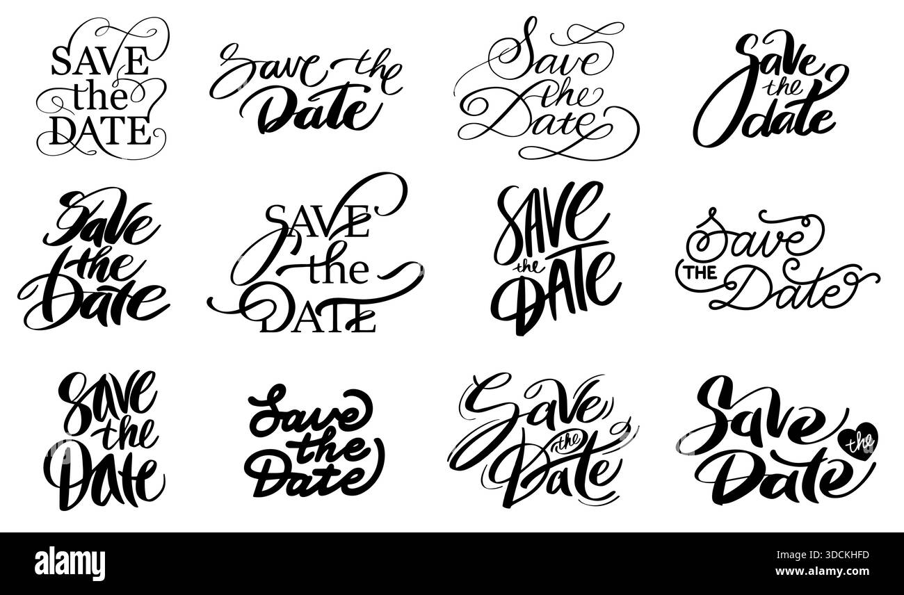 Save the Date word art for love and marriage with handwritten script or ...