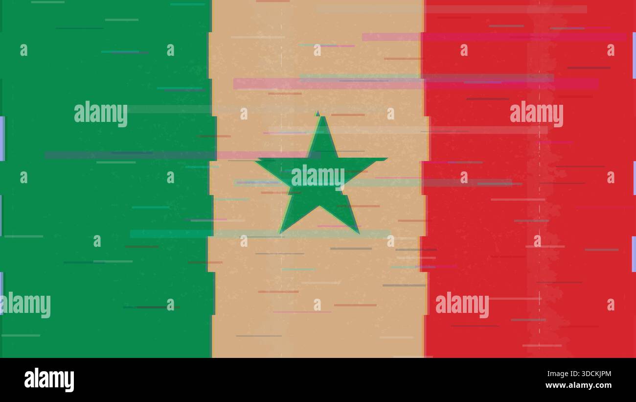 Senegal glitch flag vector, RGB split distortion, digital abstract ...