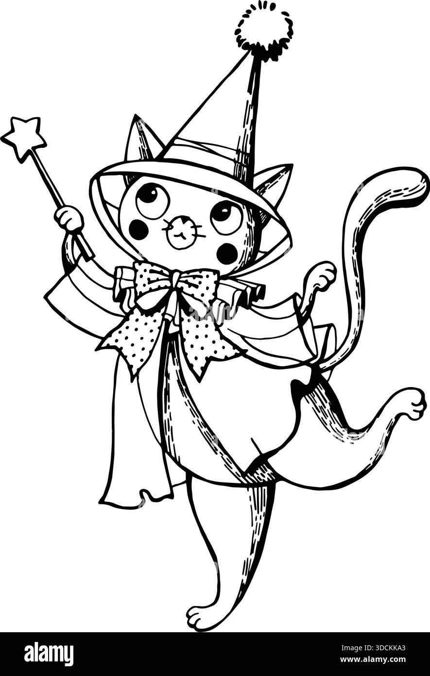 Halloween cat witch hat Black and White Stock Photos & Images - Alamy