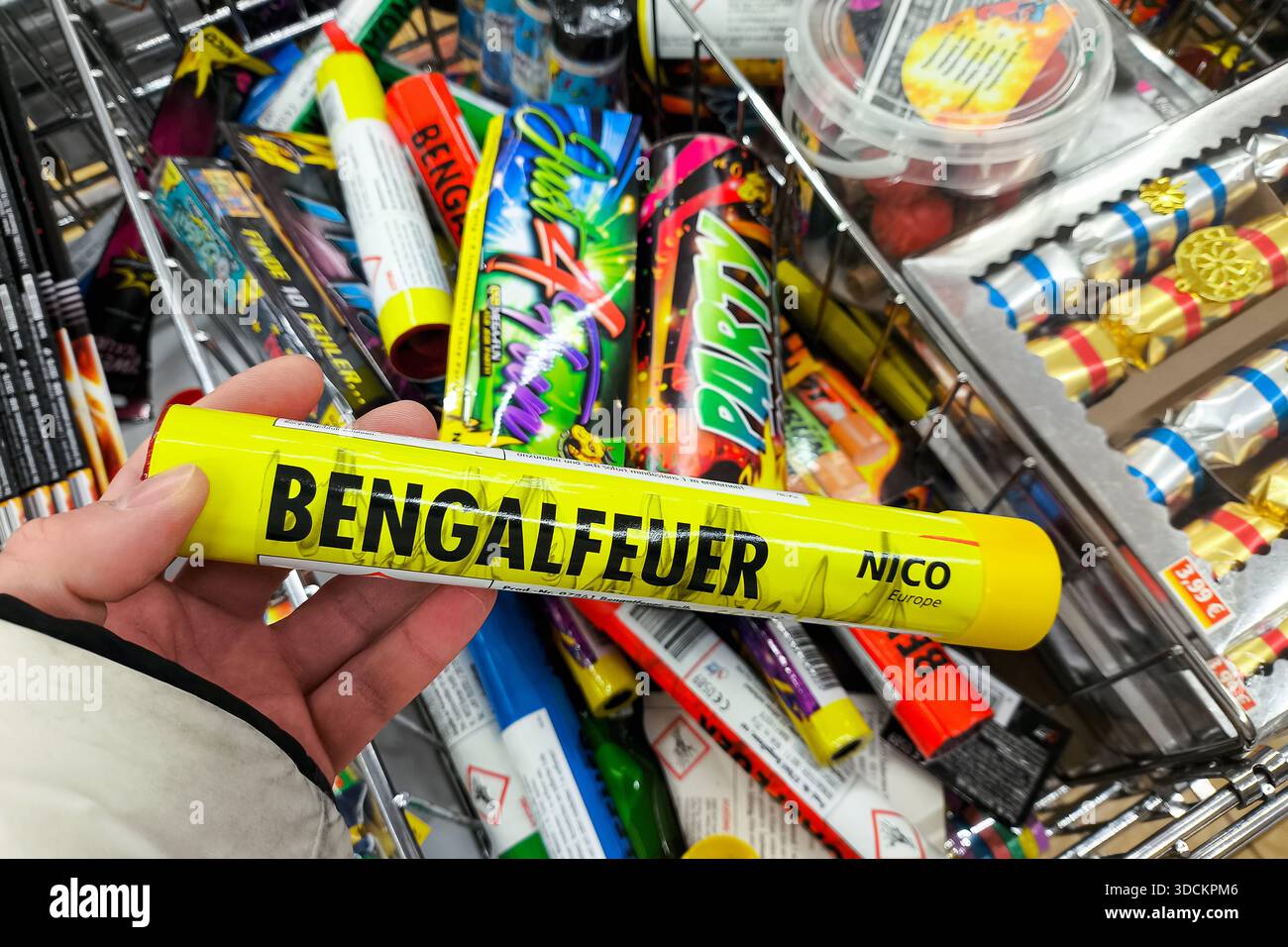 Bavaria, Germany - December 23, 2025: A Bengal torch in a store on New ...