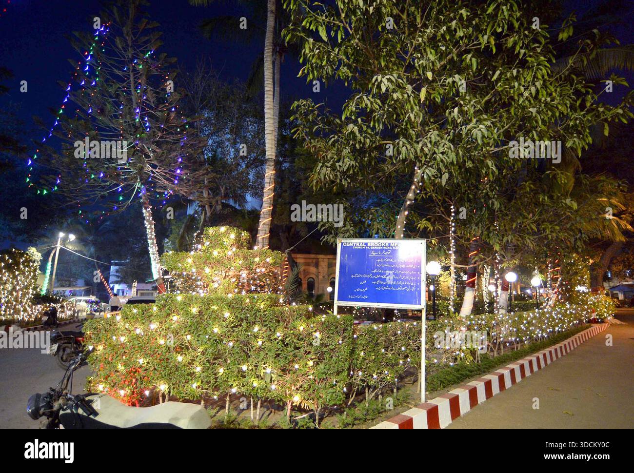 KARACHI, PAKISTAN, DEC 23: Beautiful illuminated view of Central Brooks ...