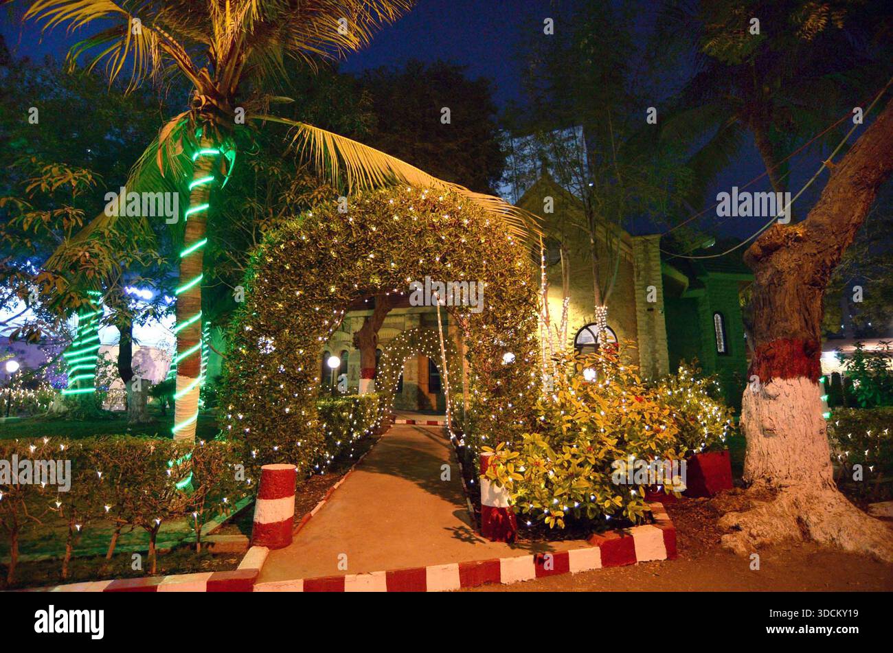 KARACHI, PAKISTAN, DEC 23: Beautiful illuminated view of Central Brooks ...