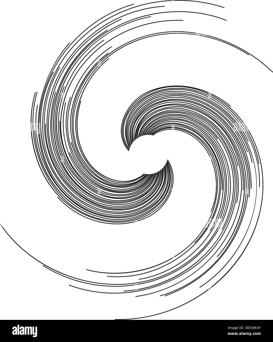 Two long beams of rays create a swirling pattern in a circular shape ...