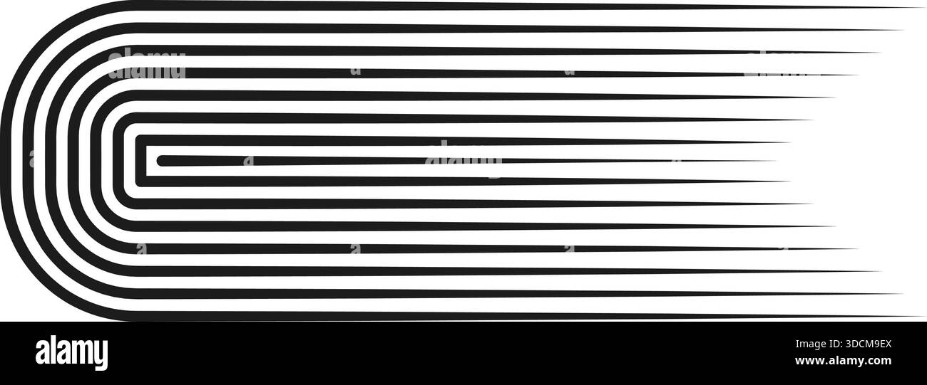 Curved parallel lines ending in V shapes with varied line thicknesses ...