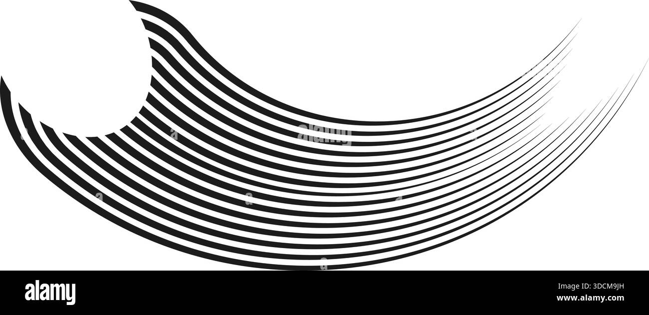 Curved parallel lines arranged in a circular layout forming a looped ...
