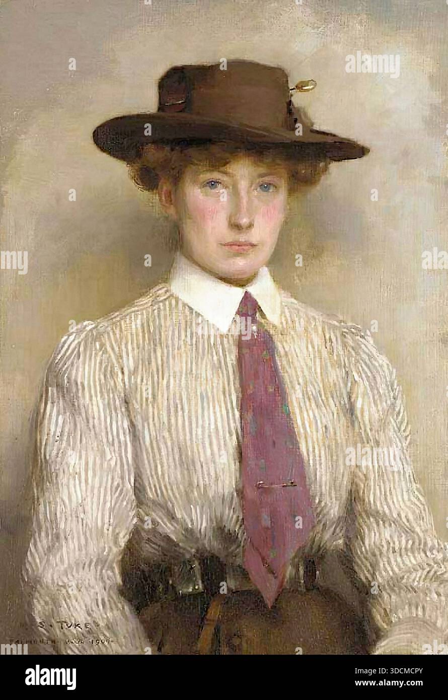 Henry Scott Tuke - Portrait of Ida Hamilton Stock Photo - Alamy