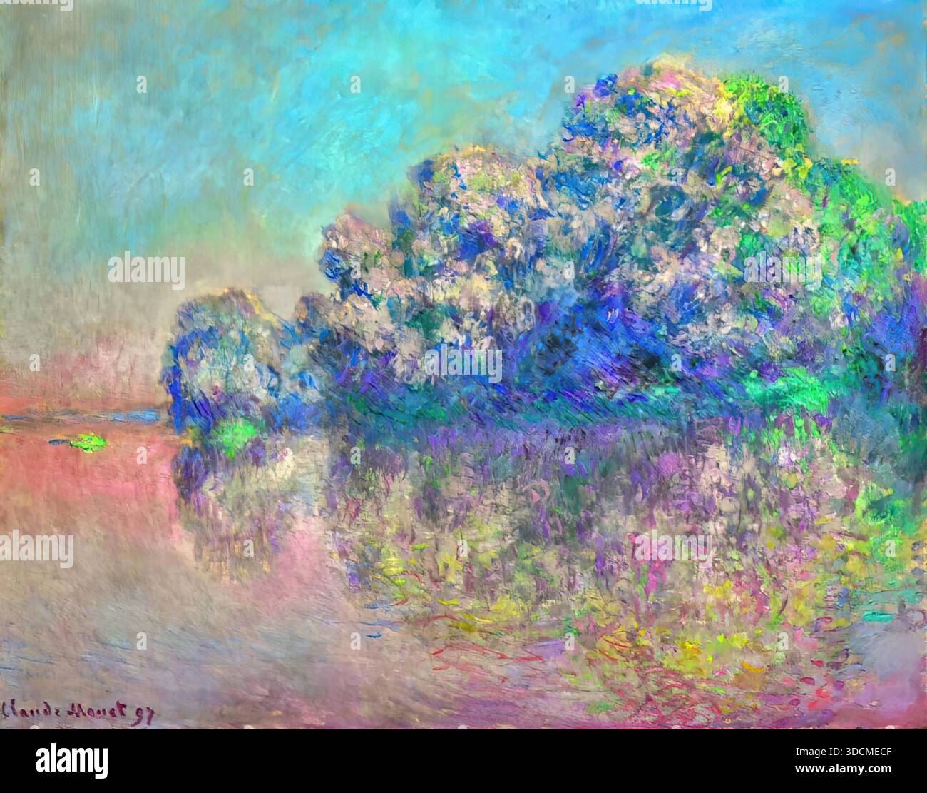 Tranquil river scene reflections nature Stock Vector Images - Alamy