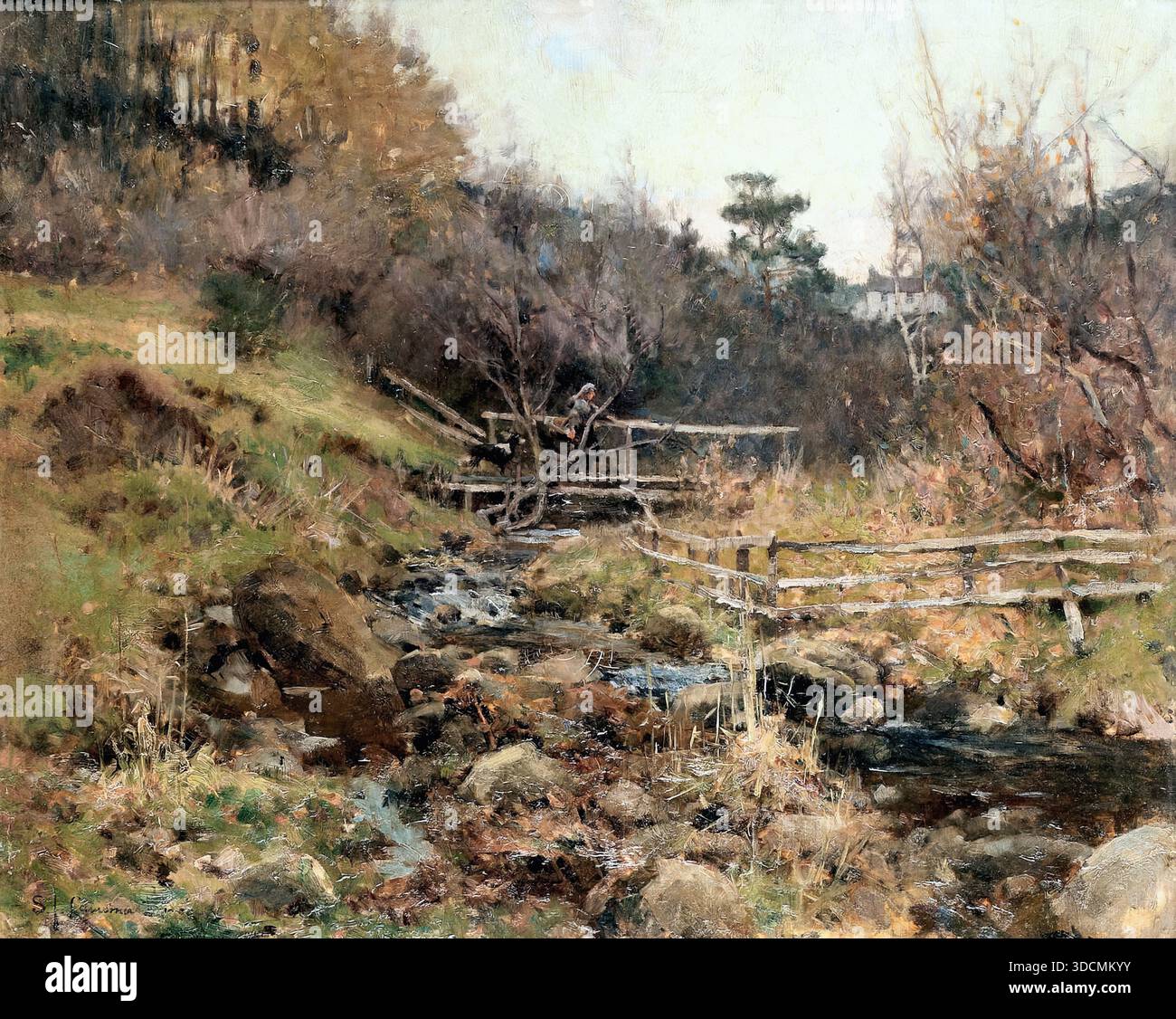 Samuel John Lamorna Birch - Crossing the Stream Stock Photo - Alamy