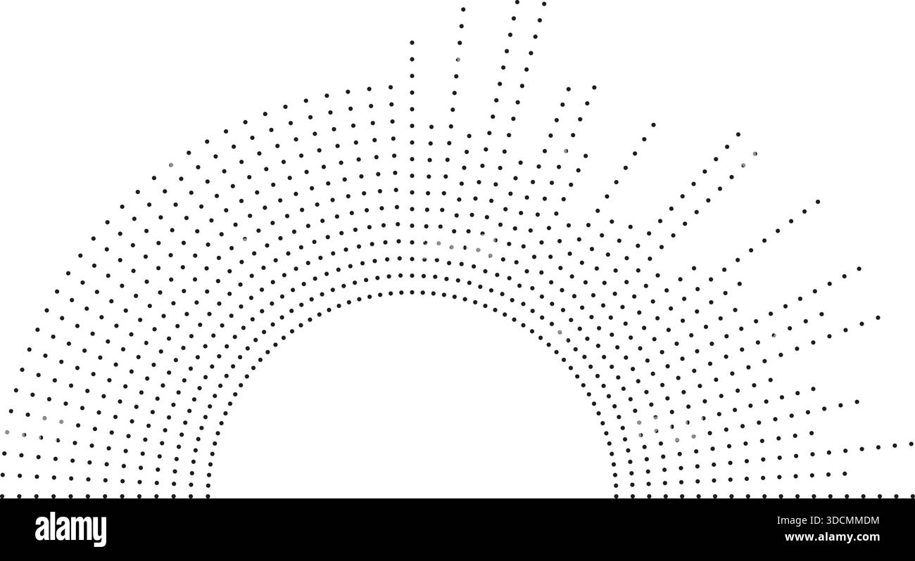 Irregular dotted rays cover only one quarter of the semi-circle Stock ...