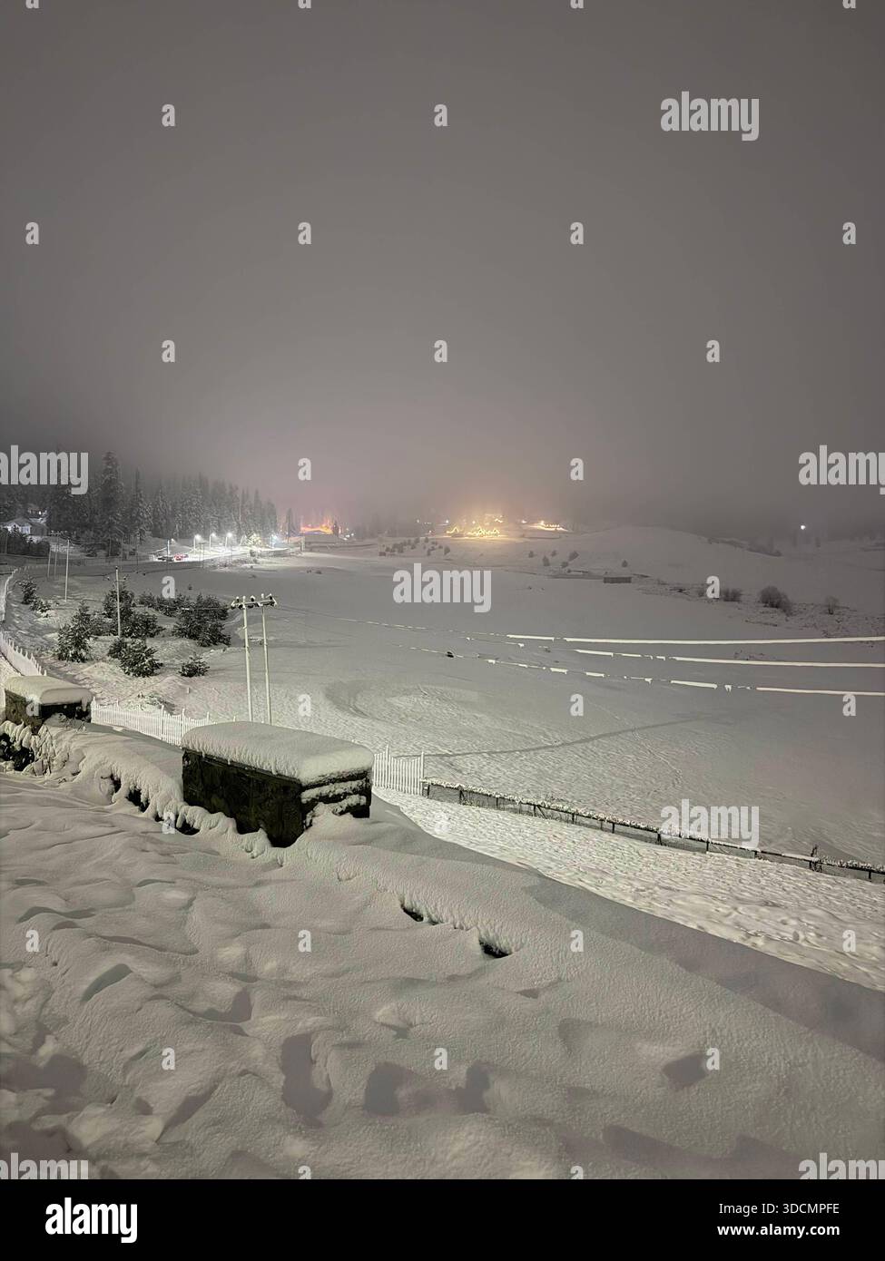 A winter landscape is seen in Gulmarg, Jammu and Kashmir, India, with a ...