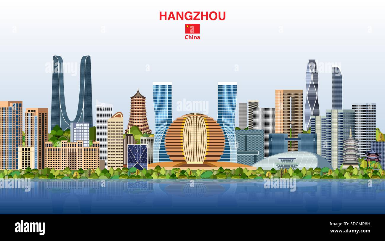 Hangzhou city landmark Stock Vector Images - Alamy