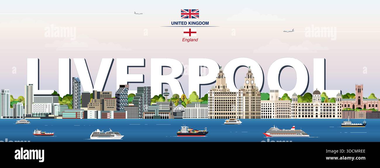 Liverpool famous buildings architecture Stock Vector Images - Alamy