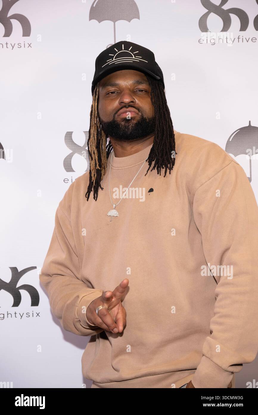 American rapper / Artist J French attends Umbrella Clothing line launch ...