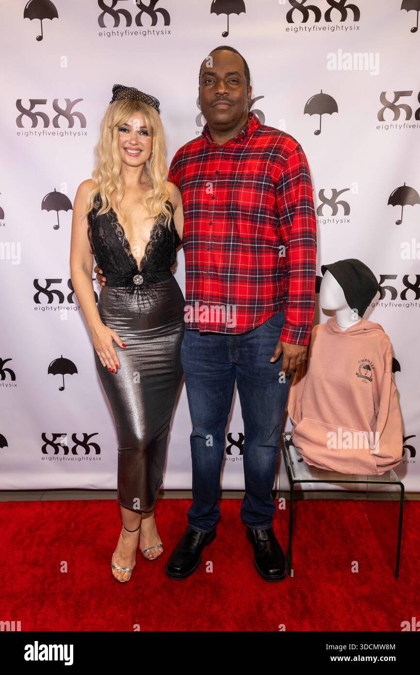 Actress Natasha Blasick, Director Kridgeway attend Umbrella Clothing ...