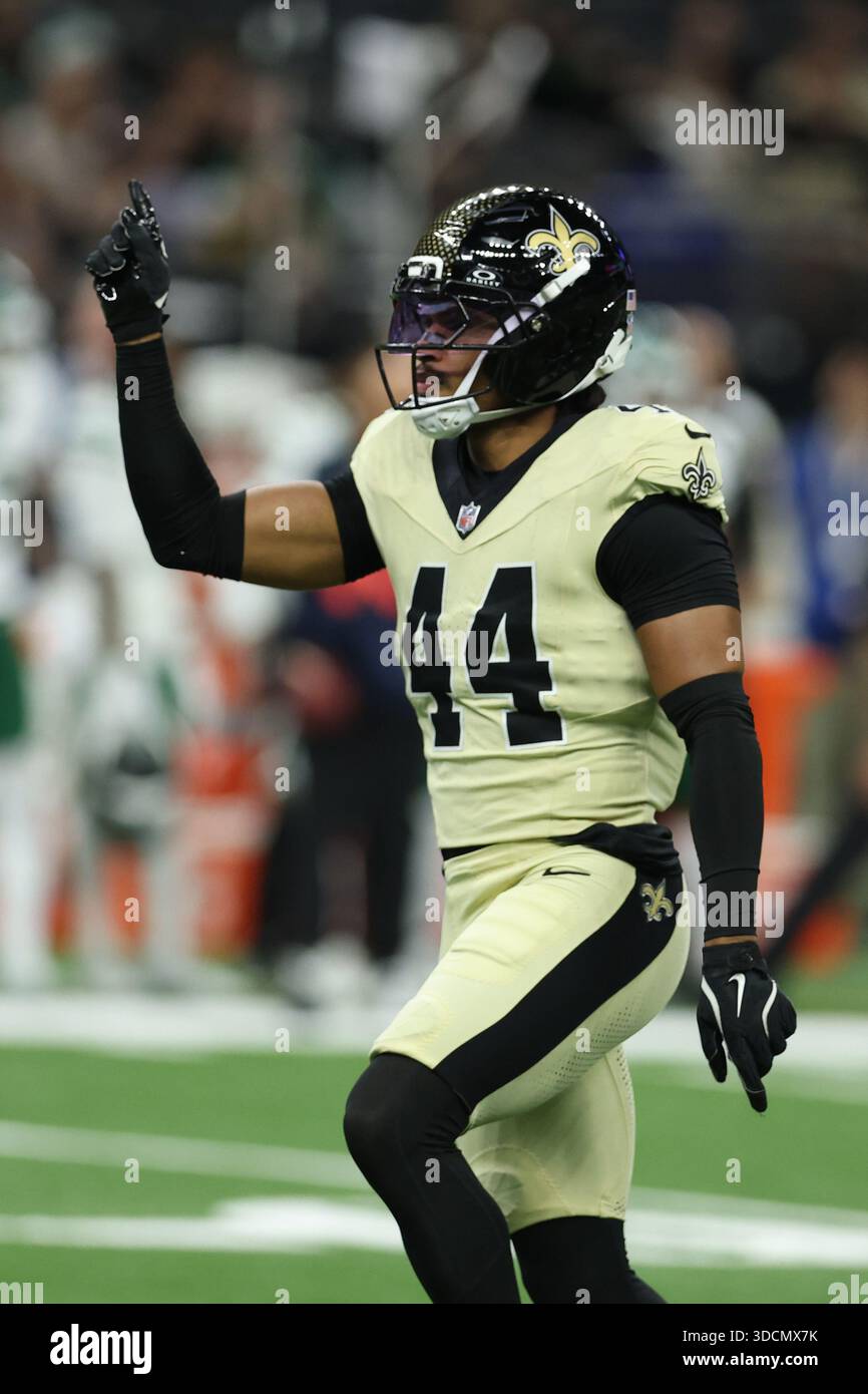 New Orleans Saints linebacker Isaiah Stalbird (44) celebrates after a ...