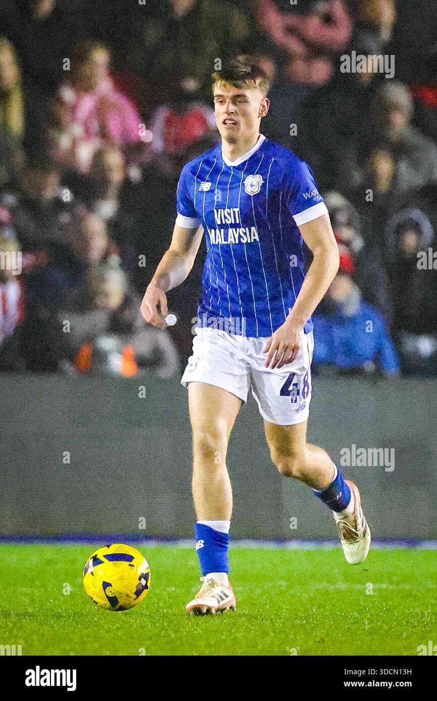 Cardiff City defender Dylan Lawlor (48) in action during the Lincoln ...