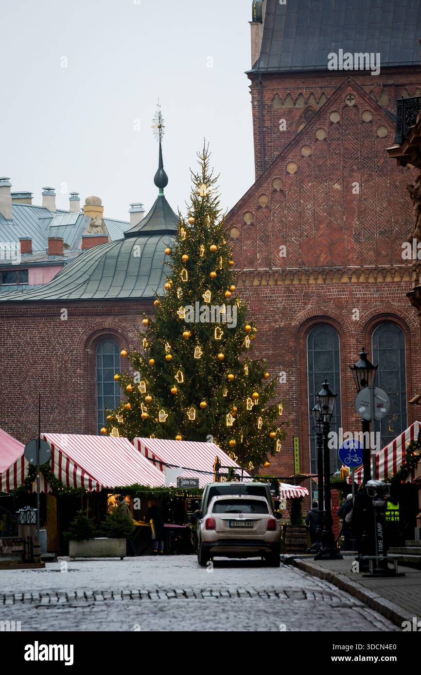 RIGA, LATVIA. 5th December 2025. Christmas tree at Christmas market at ...