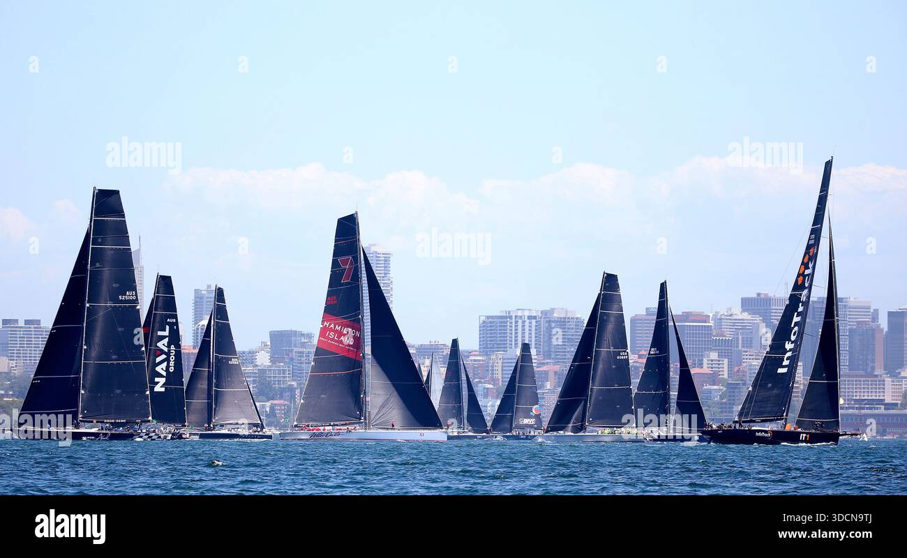 FILE - Yachts jockey for position during the start of the Sydney Hobart ...