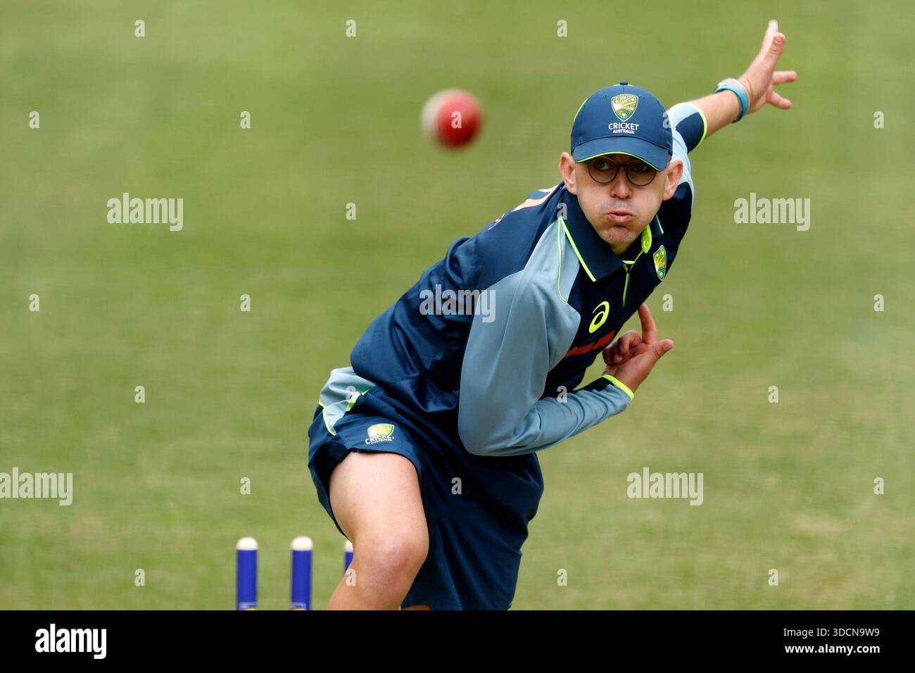Todd Murphy of Australia bowls in the nets during an Australian Cricket ...