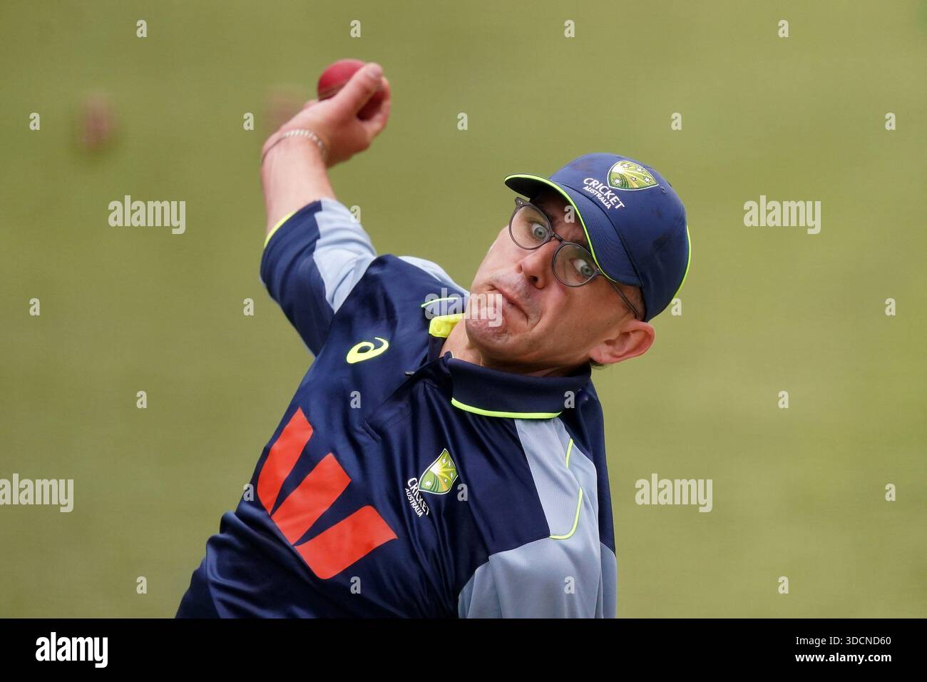 Australia's Todd Murphy bowls during a nets session at the Melbourne ...
