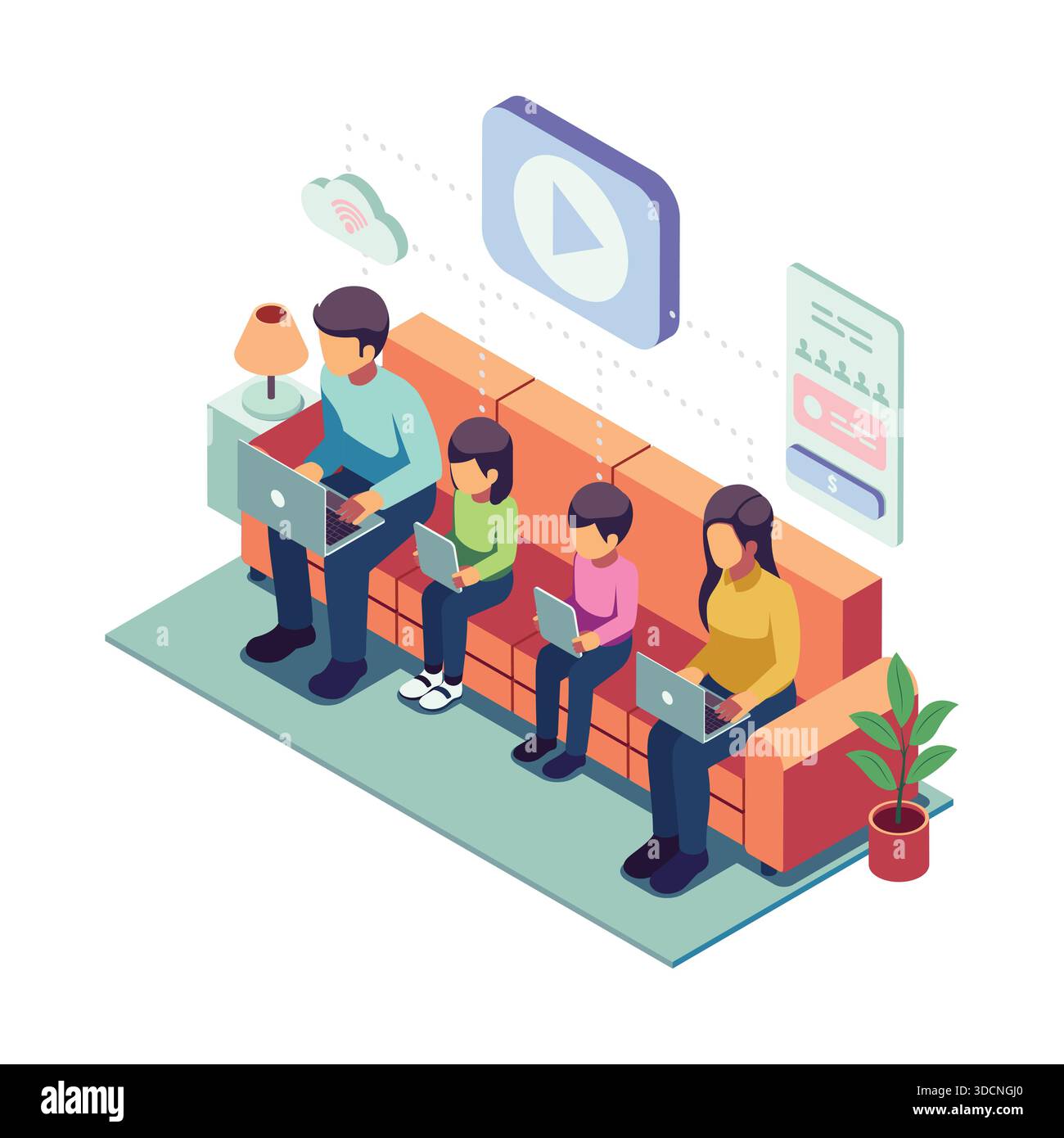 Family devices not happy Stock Vector Images - Alamy