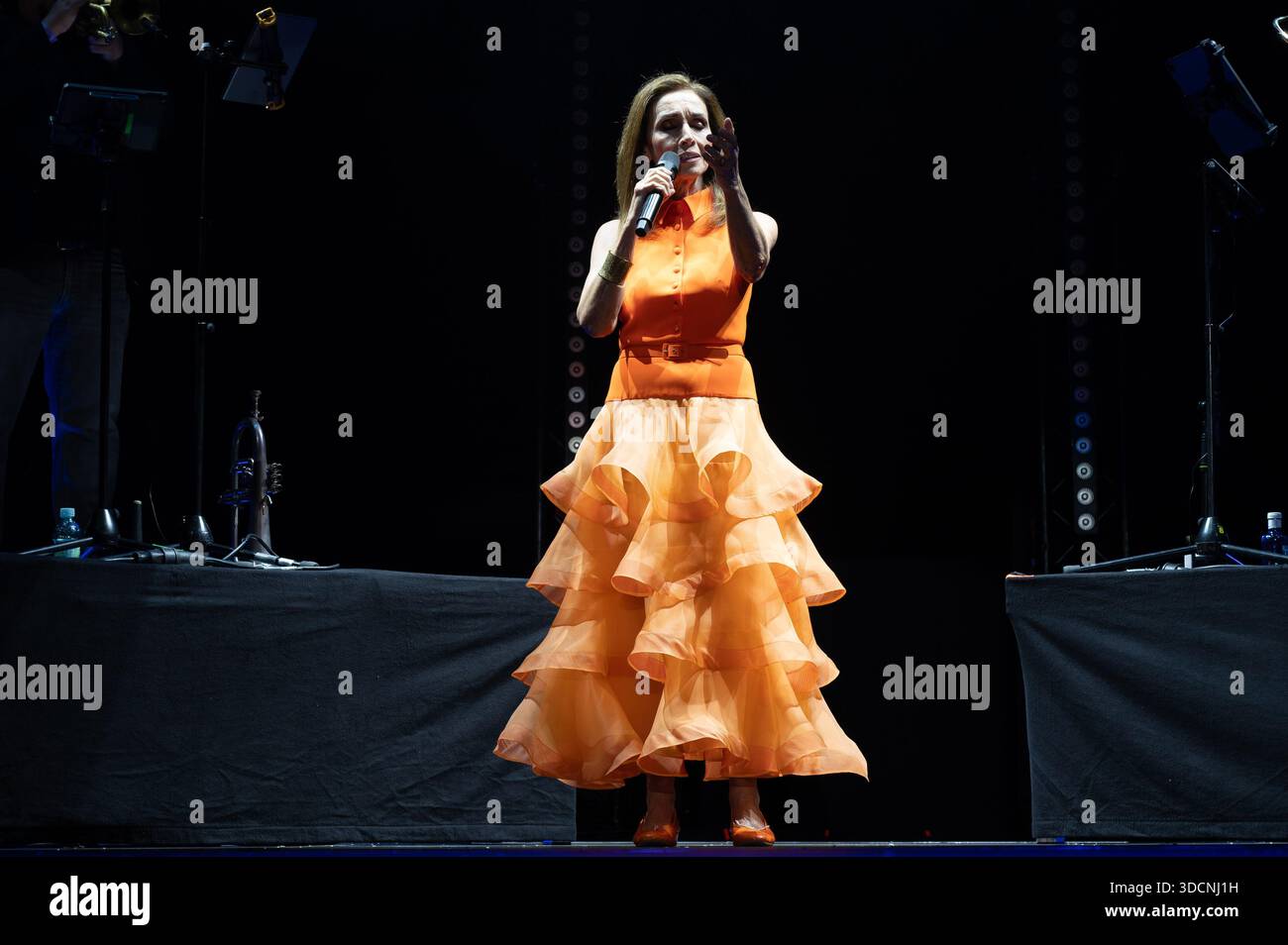 Singer Ana Belen performs during her concert at the Movistar Arena in ...