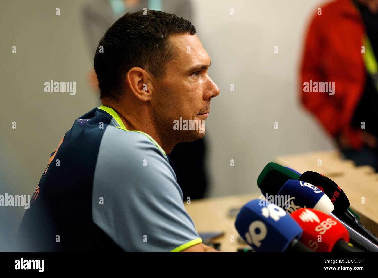 Scott Bolland of Australia speaks to media at a press conference after ...