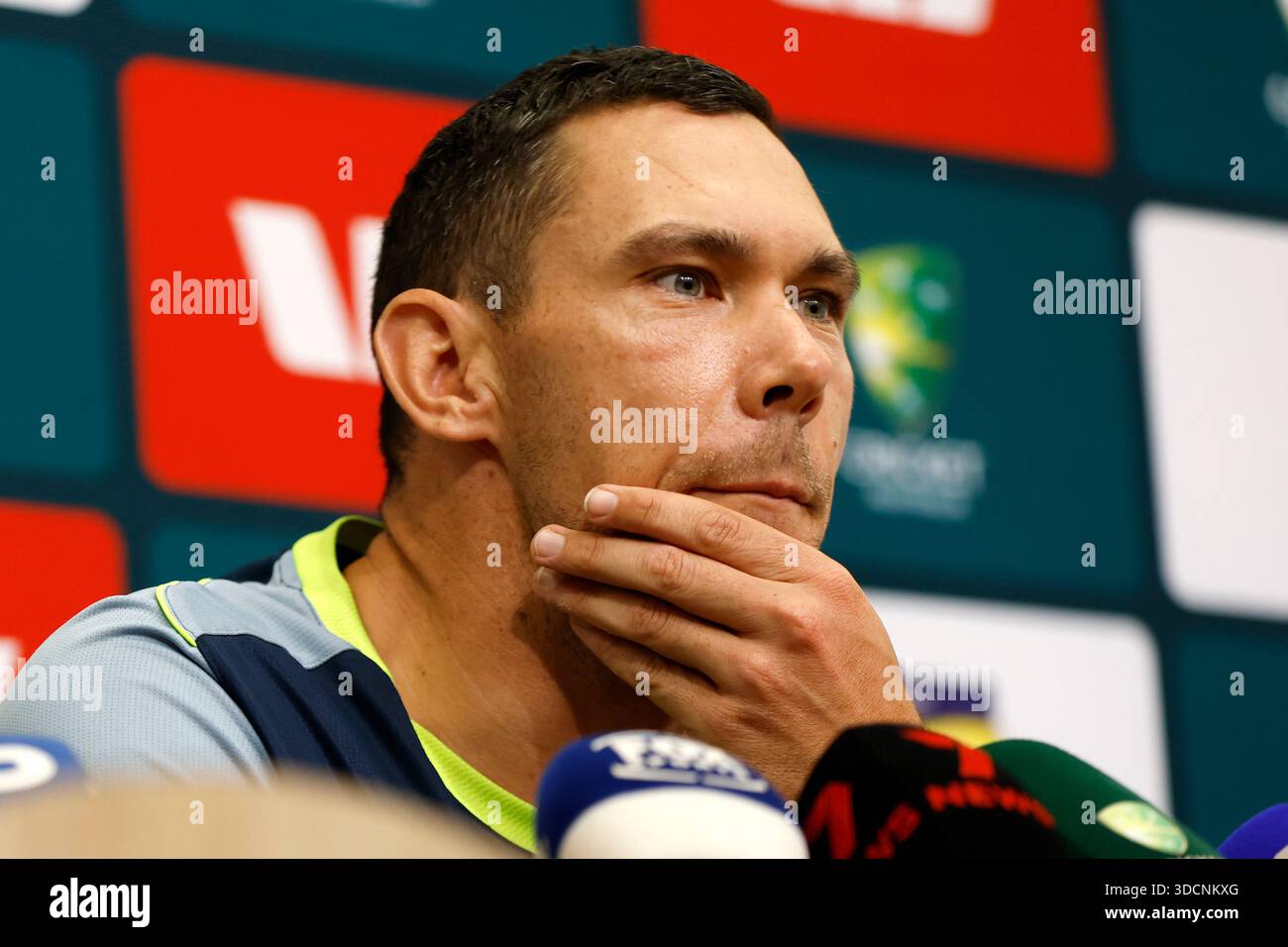 Scott Bolland of Australia speaks to media at a press conference after ...
