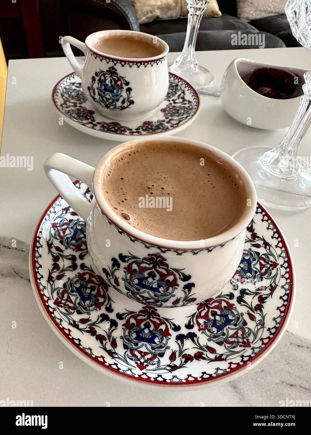 Traditional Turkish Coffee Served in Decorative Porcelain Cups Stock ...