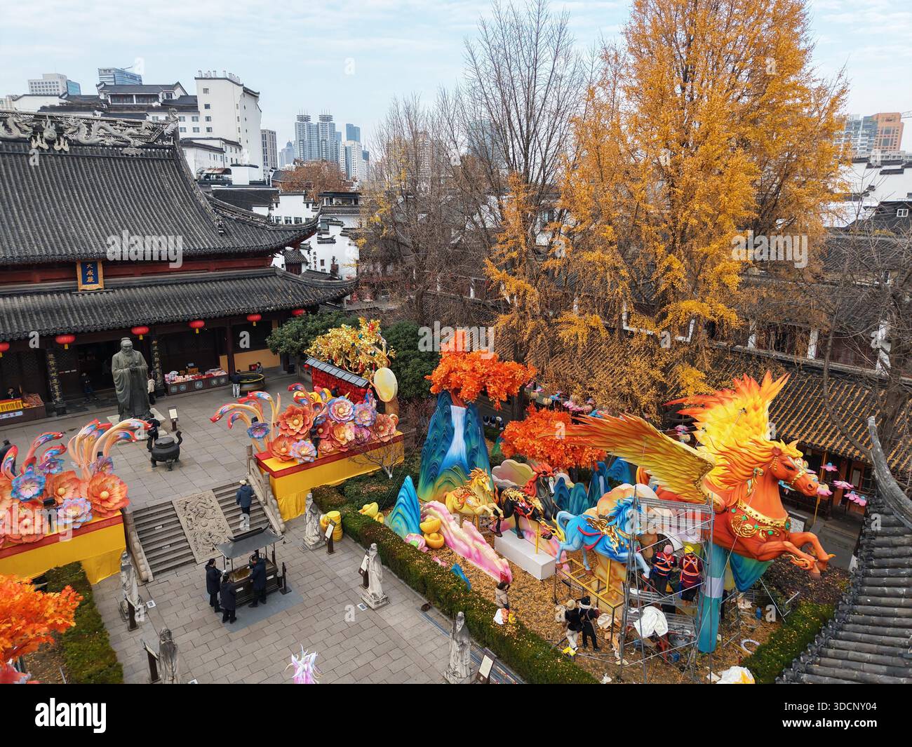 Festive lanterns are installed at Fuzimiao scenic area in Nanjing City ...