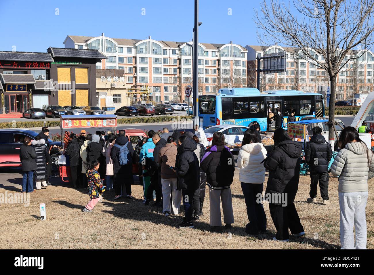 People line up to buy tanghulu, string of candied haws, in Dongying ...