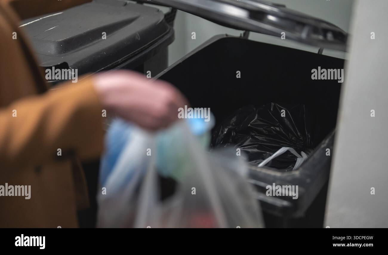 Hands woman sorting garbage hi-res stock photography and images - Alamy