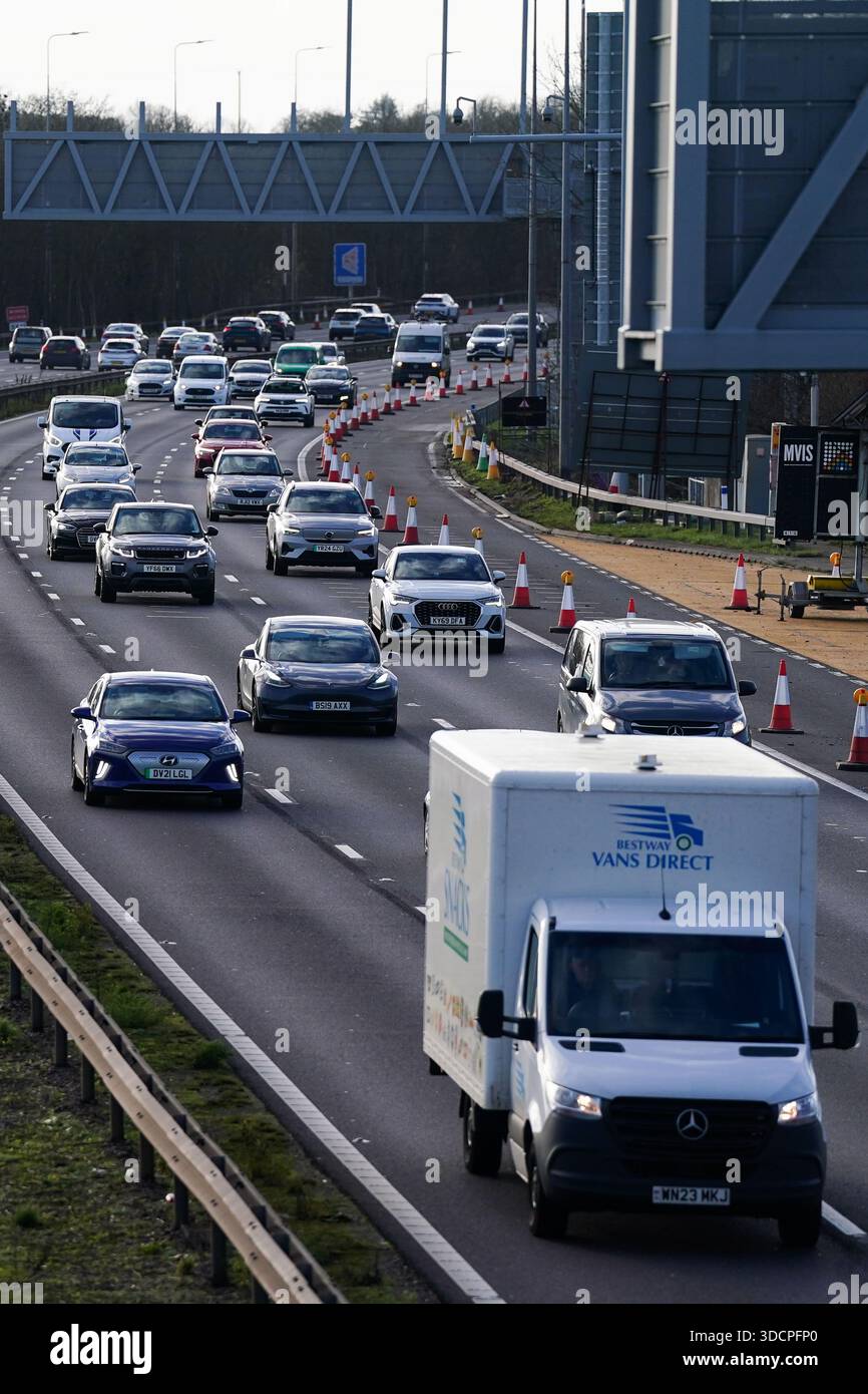 Motorists on Christmas Eve travel on the M42 south of Birmingham ...