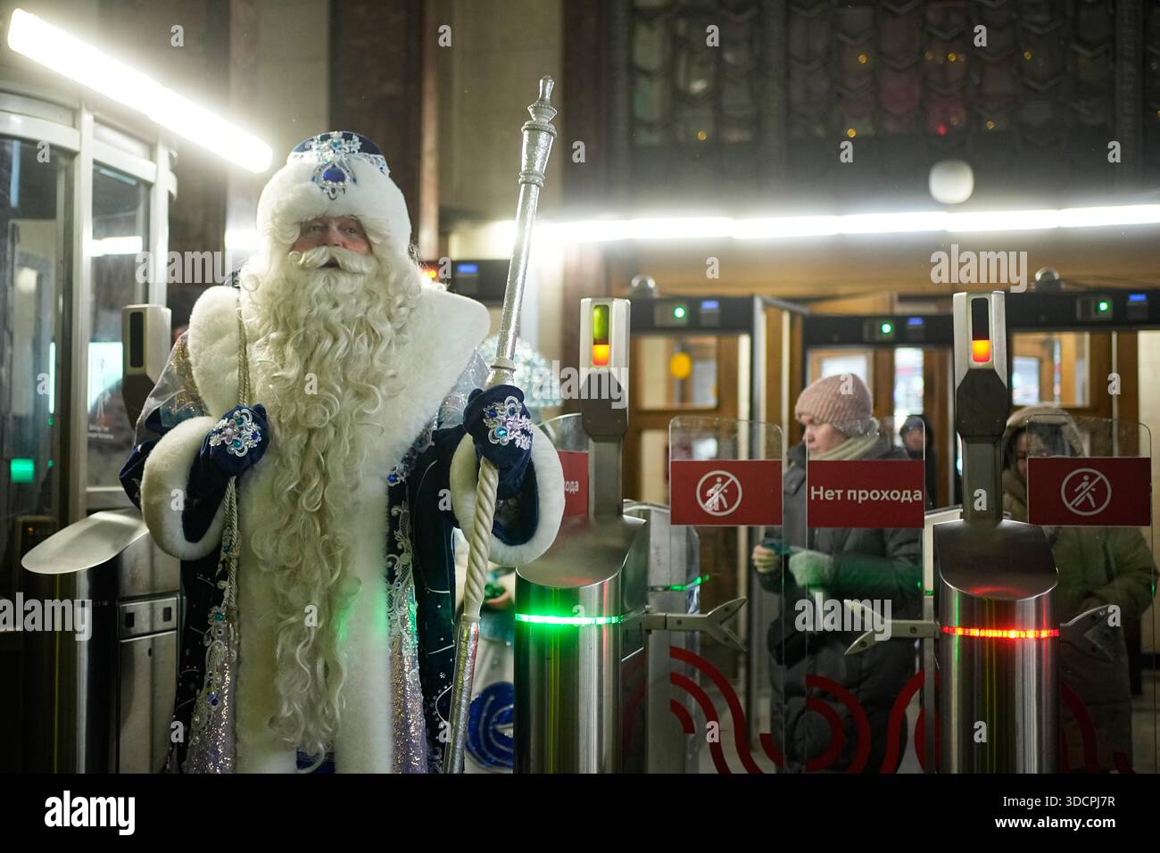 An actor dressed as Father Frost, a Russian fairy-tale New Year's gift ...
