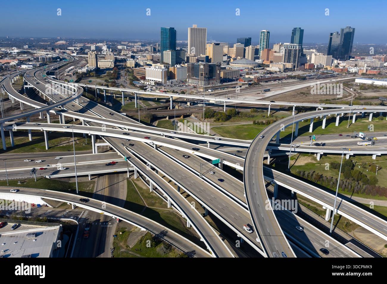 Aerial view shows Fort Worth s massive Mixmaster interchange rising at ...