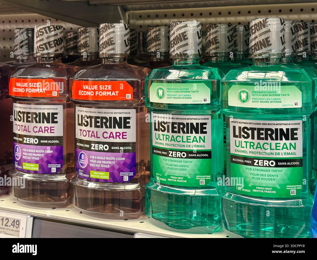 Listerine Total Care and Ultraclean Zero mouthwash bottles. Oral rinse ...