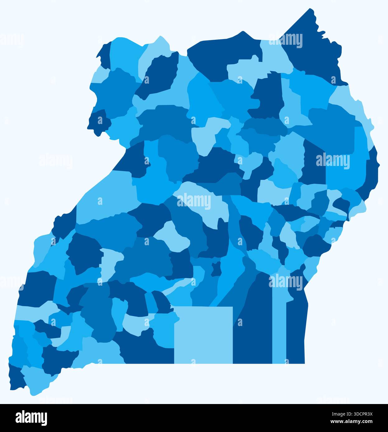 Map of Uganda with regions. Just a simple country border map with ...