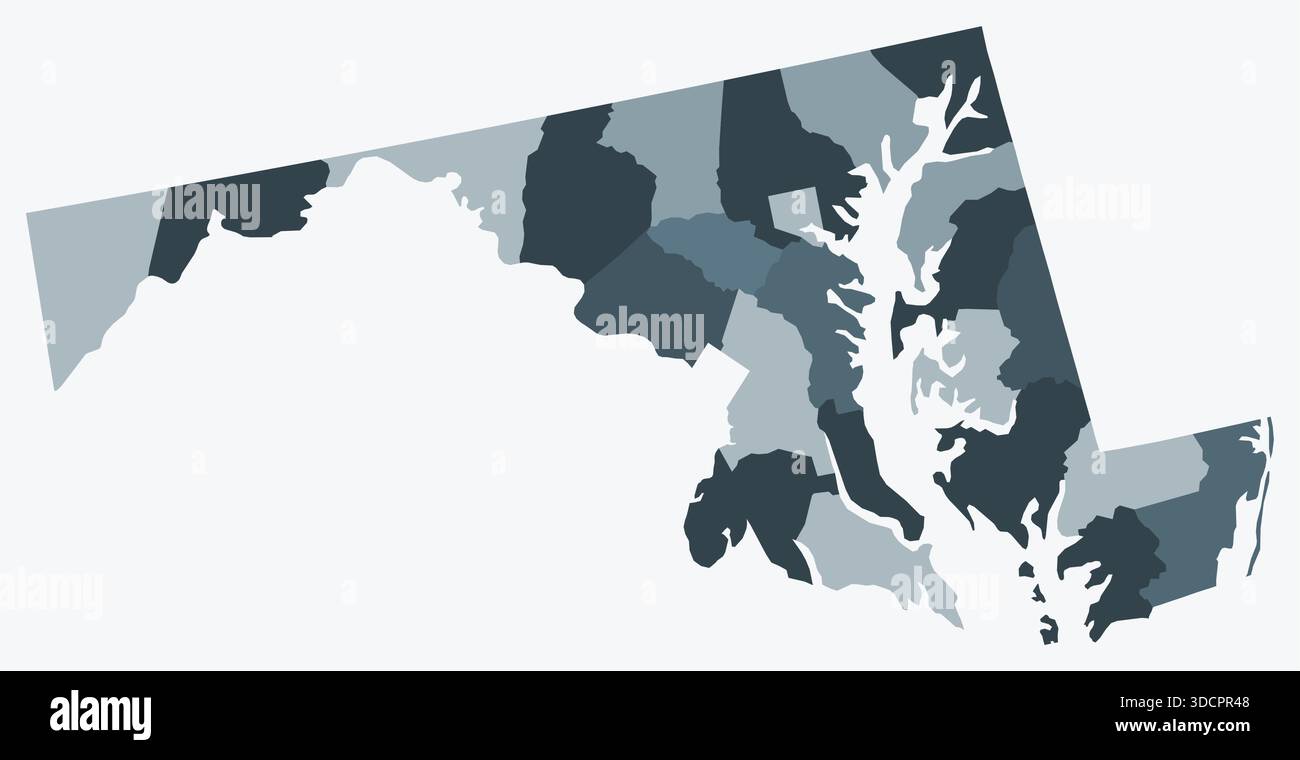Map of Maryland with counties. Just a simple state border map with ...