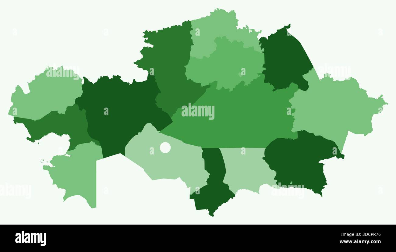 Map of Kazakhstan with regions. Just a simple country border map with ...