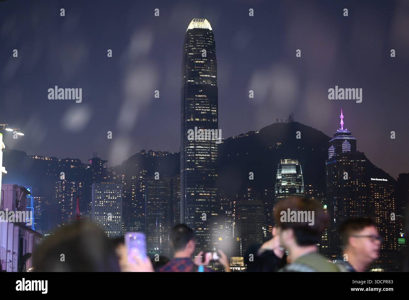 A general view showing the snow effect prop and Victoria Harbour ...