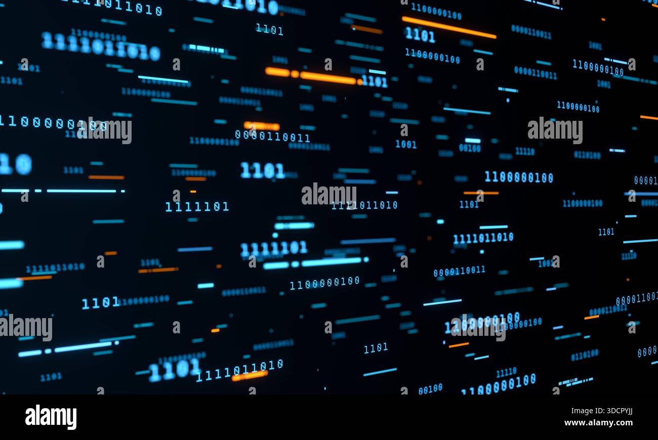 Abstract blockchain concept, data blocks, binary code, digital ...